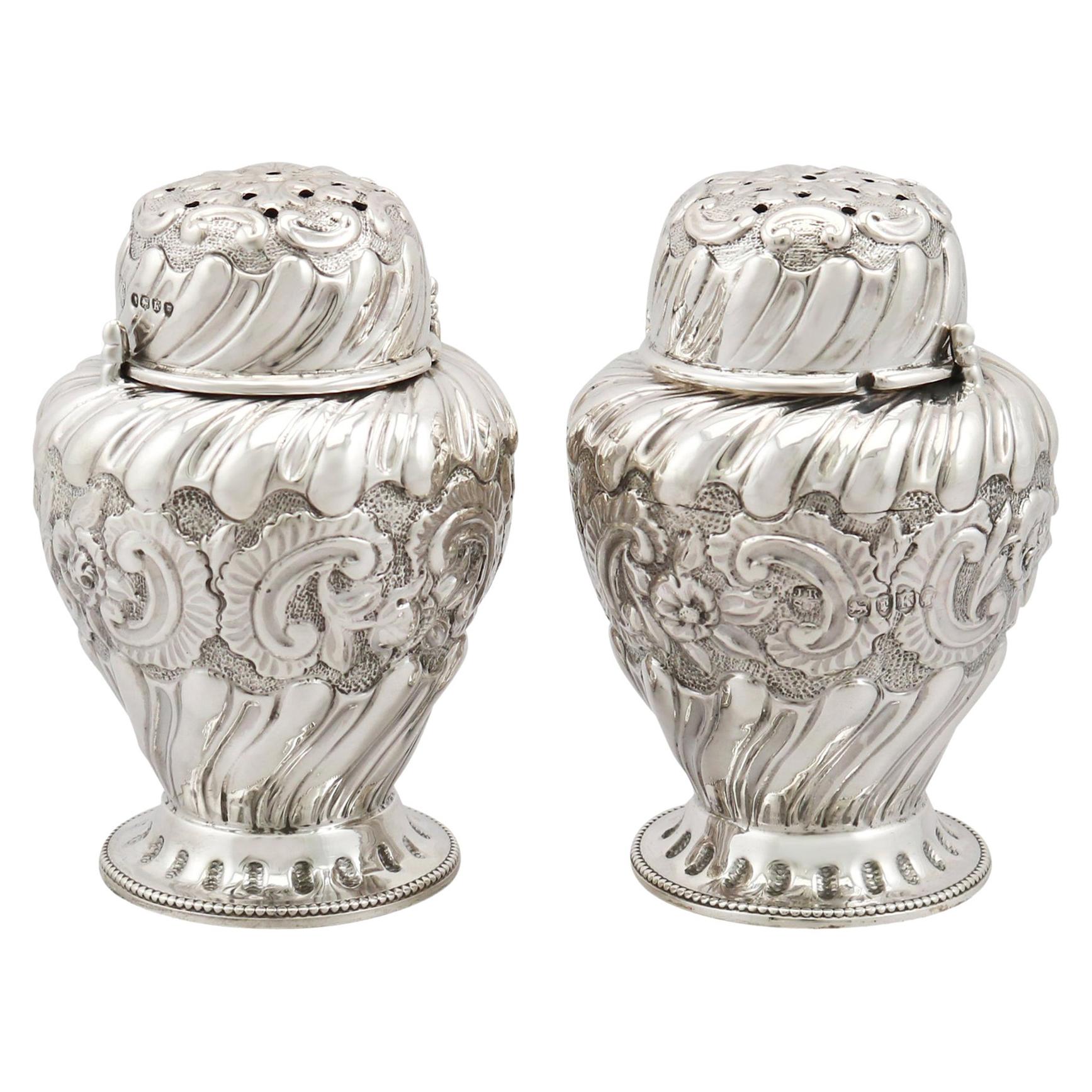 1880s Pair of Victorian Sterling Silver Condiment Shakers For Sale at ...