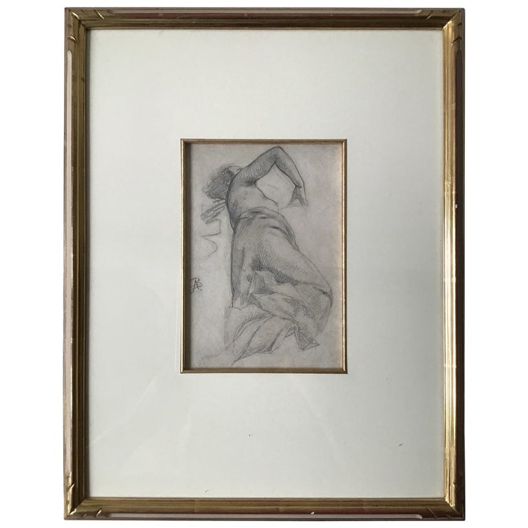 1880s Paul Albert Besnard Pencil Drawing of a Woman For Sale at 1stDibs