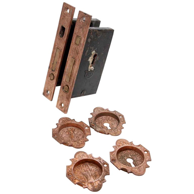 1880s Pocket Door Aesthetic Corbin Mortise Lock Set For Sale at 1stDibs