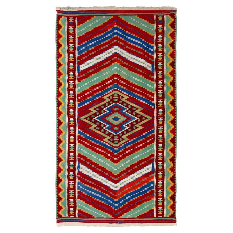 1880s Rio Grande Saltillo Sarape, Germantown Yarns Diamond Pattern, Red ...