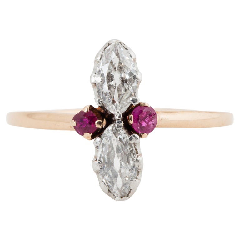 1880s Ruby and marquise-cut diamond ring - A.Tillander at 1stDibs
