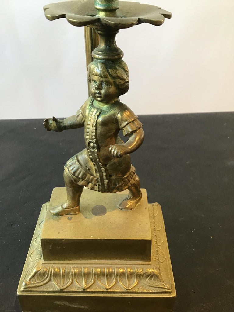 1880s Small Bronze Boy Candlestick Lamp For Sale at 1stDibs | 1880s ...