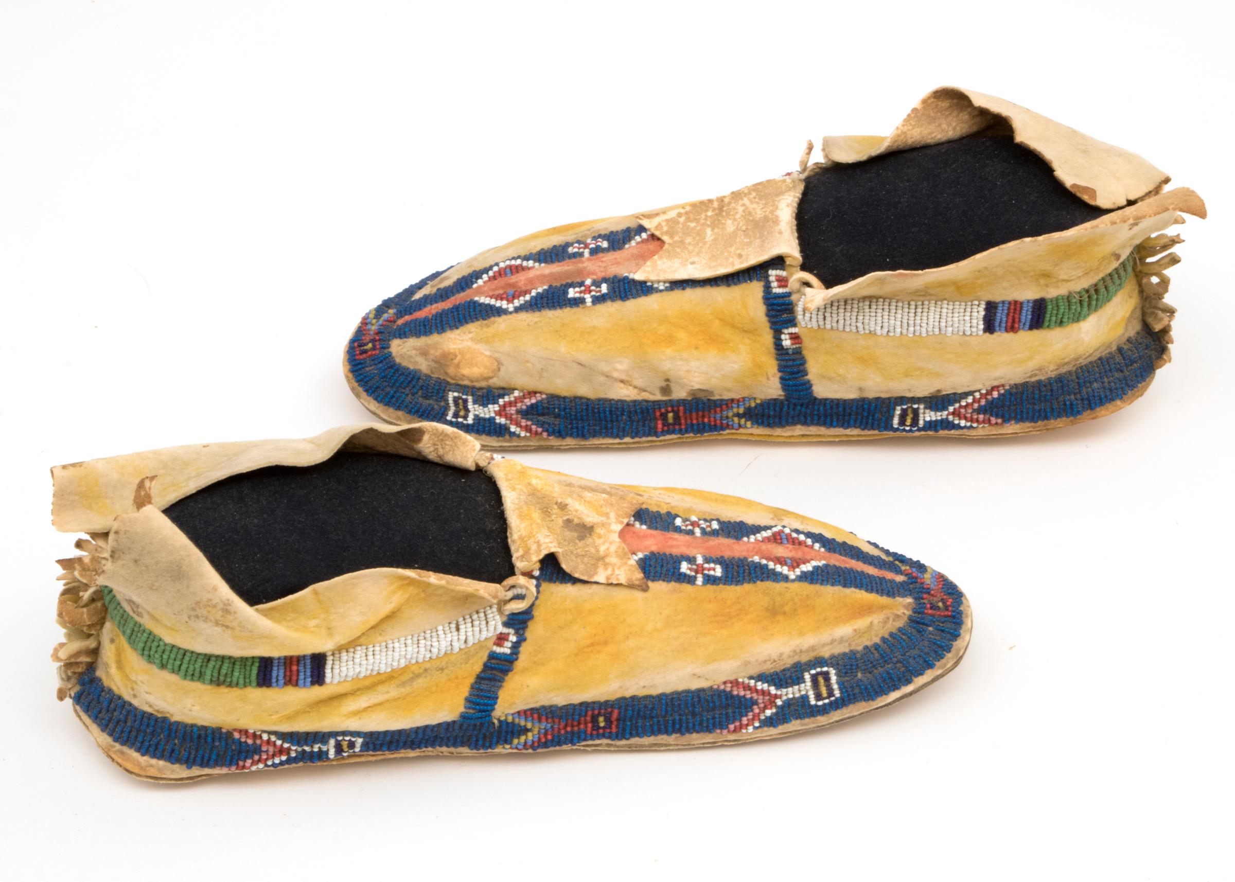 1880s Transitional Cheyenne Plains Moccasins with Dye and Beaded ...