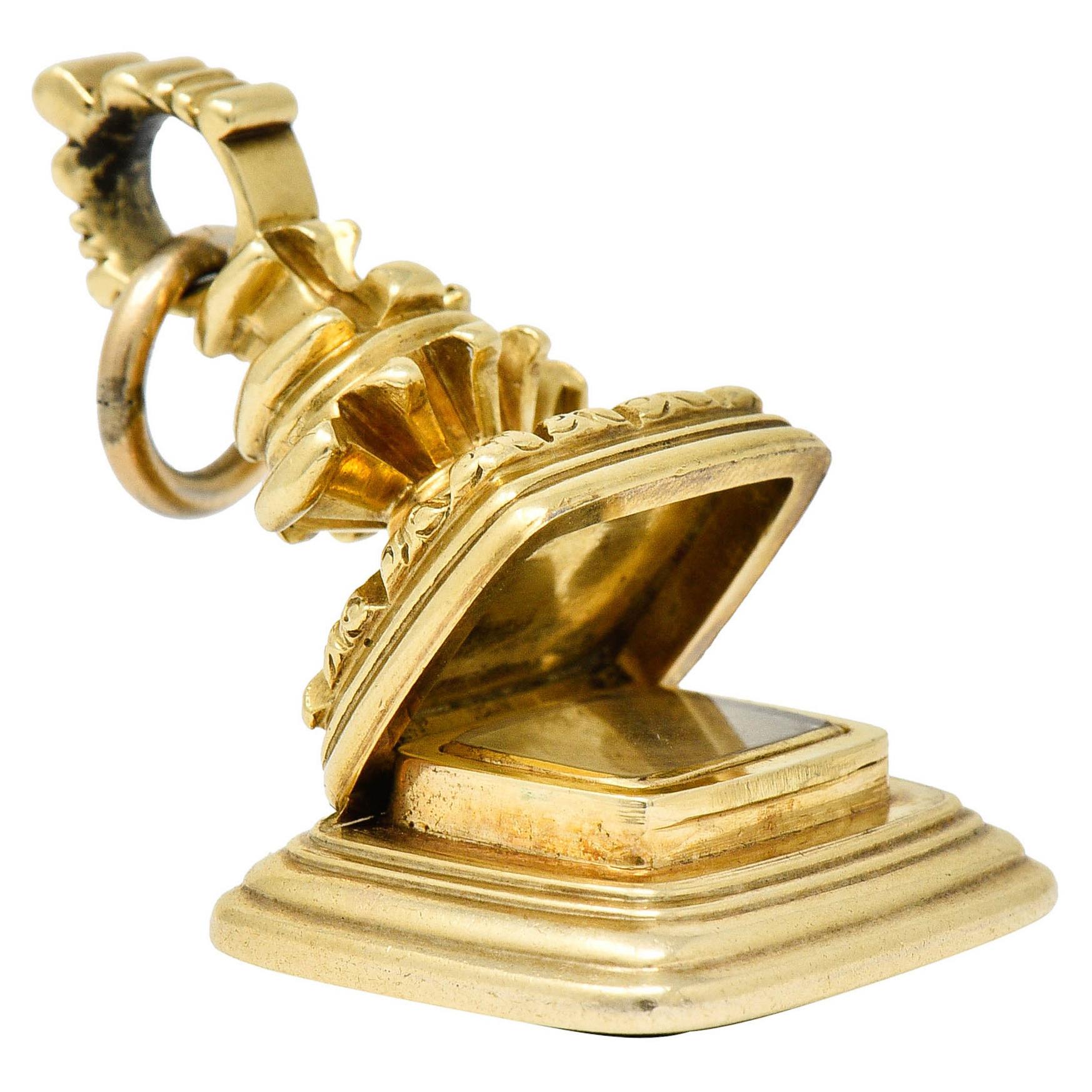 Antique Bloodstone Gold Fob Pendant at 1stDibs