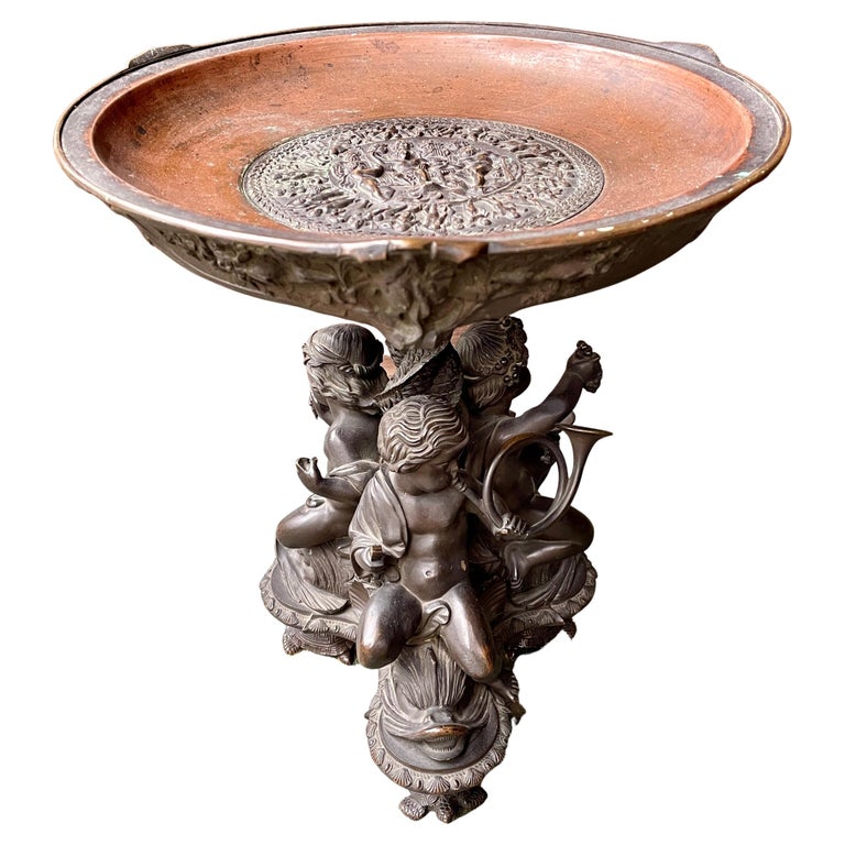 1880s Victorian Bronze Tazza Centerpiece Fruit Bowl Cherub Sea Creature ...