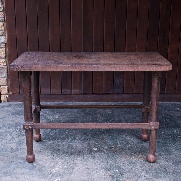 1880s Victorian Mercantile Forged Iron Work Table Vintage Industrial ...