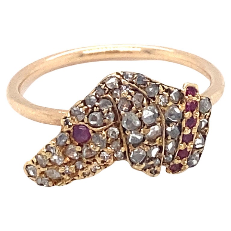 1880s Victorian Ruby and Diamond Dog's Head Ring in 12 Karat Gold For ...