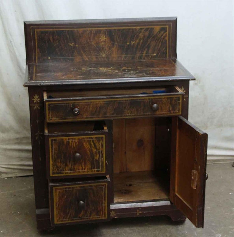 1880s Wooden Dark Tone Wash Stand with a Hand Painted Decorative Finish ...