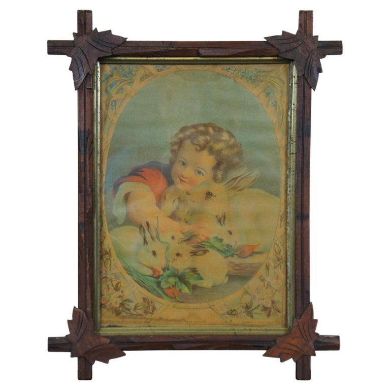 1881 Antique H. Hallett and Co Framed Chromolithograph Print The Little ...