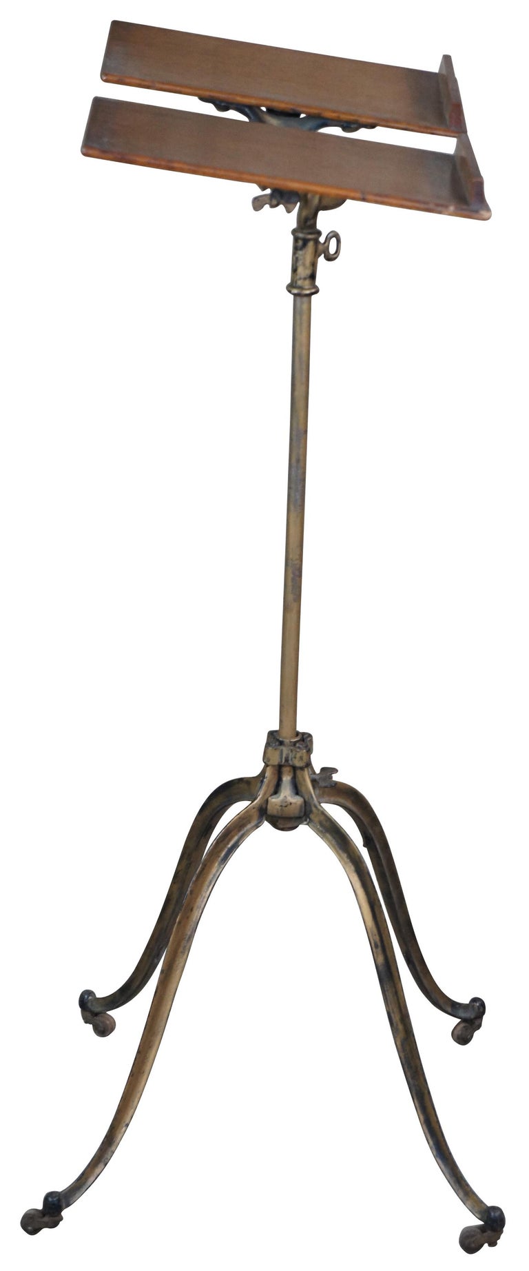 1883 Antique Victorian Cast Iron Quartersawn Oak Music Book Bible ...