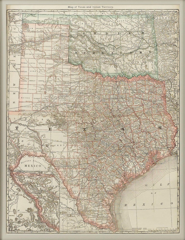 1883 "Map of Texas and Indian Territory" by Hiram H. Hardesty For Sale ...
