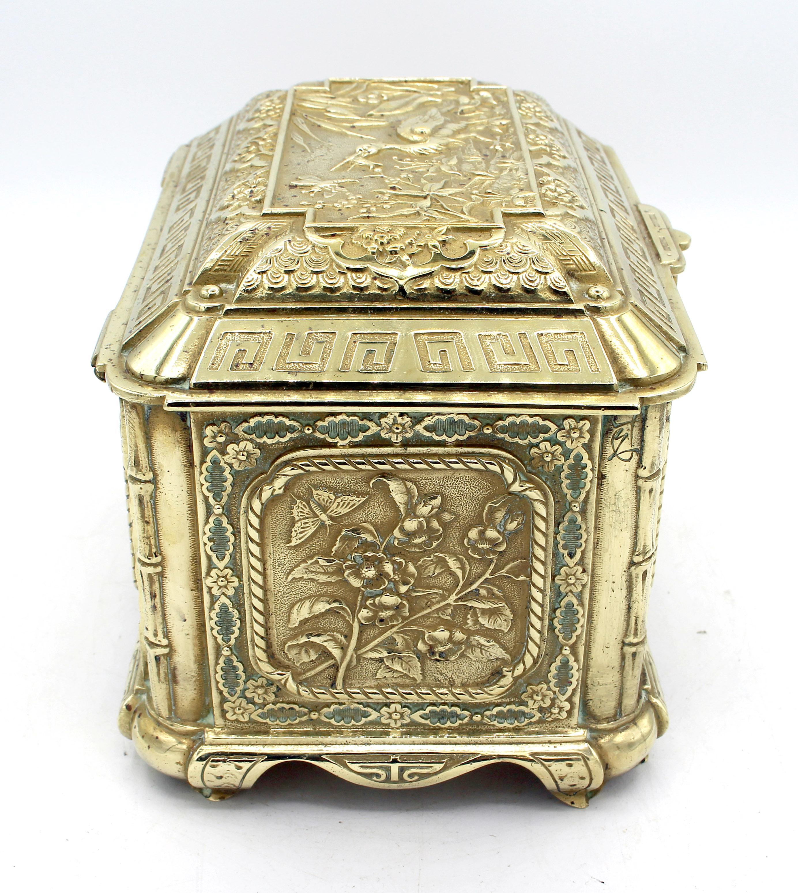 1887 English Cast Brass Japonisme Tea Caddy by Adolph Frankau and Co ...