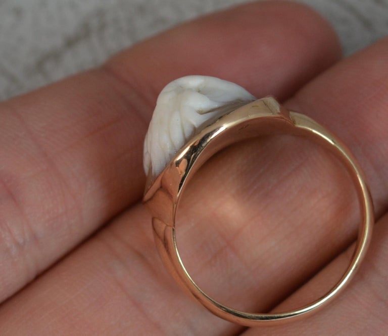 1888 Victorian 15 Carat Rose Gold and Cameo of Greek God Ring at 1stDibs