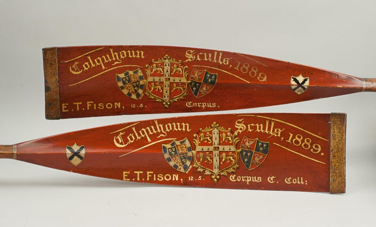 1889 Rowing Oars, A Pair Of Sculling Trophy Blades Corpus Christi. at ...