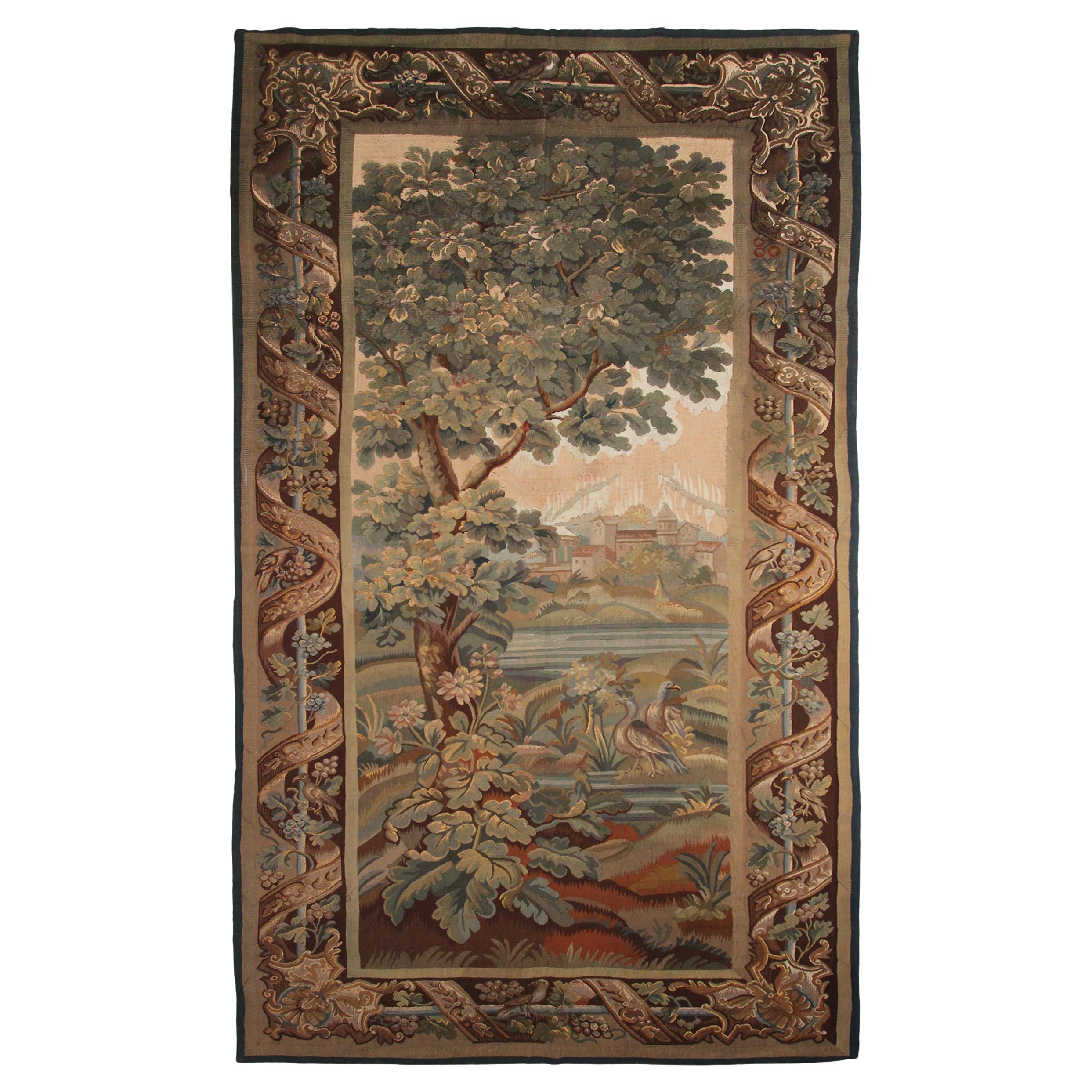 1890 Handmade Antique French Tapestry Verdure 10x11 Large Tapestry ...