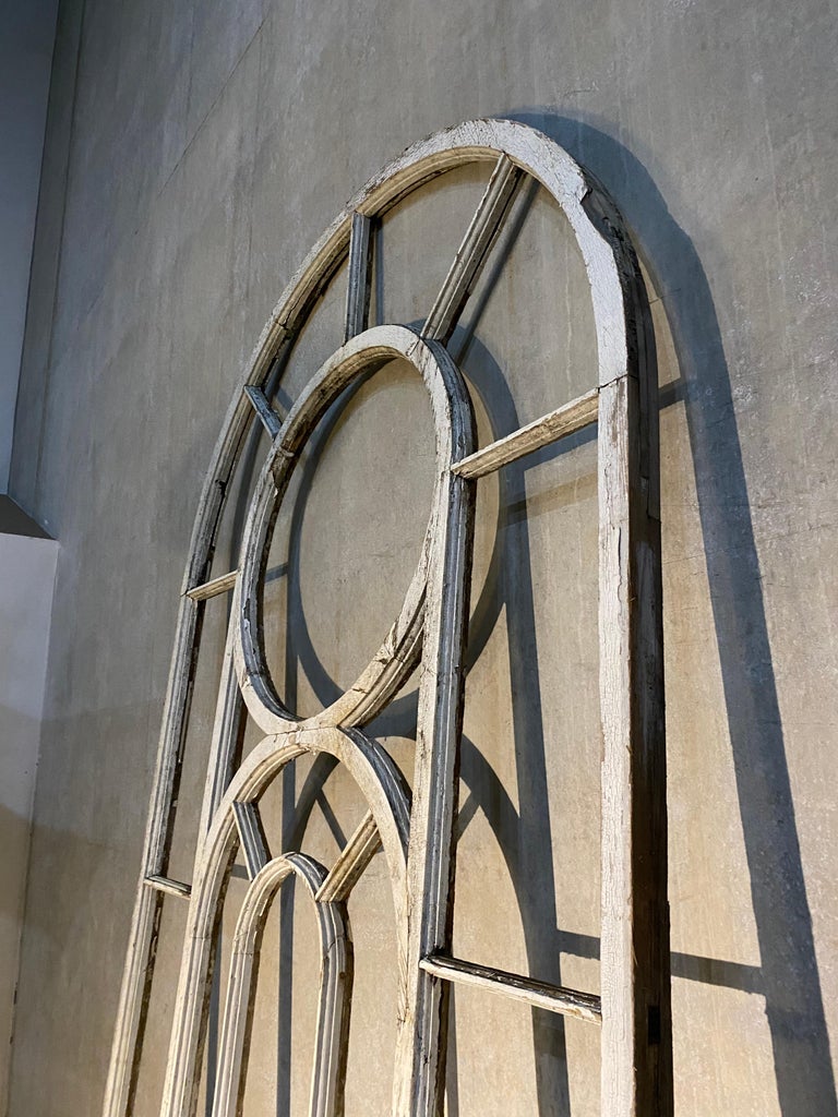 1890 Arched Wooden Gothic Church Window Frame For Sale at 1stDibs