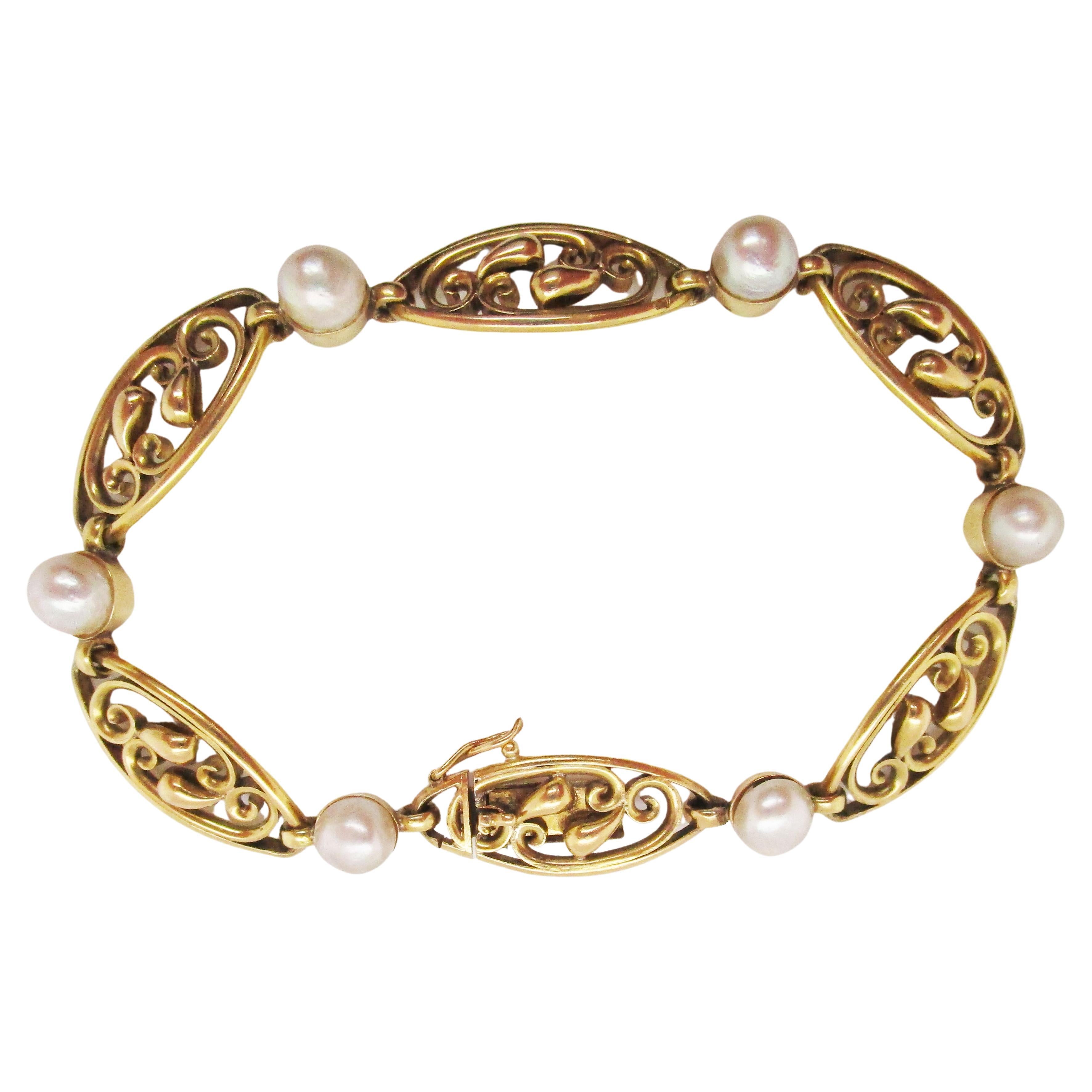 French Antique Pearl and Diamond Bracelet at 1stDibs