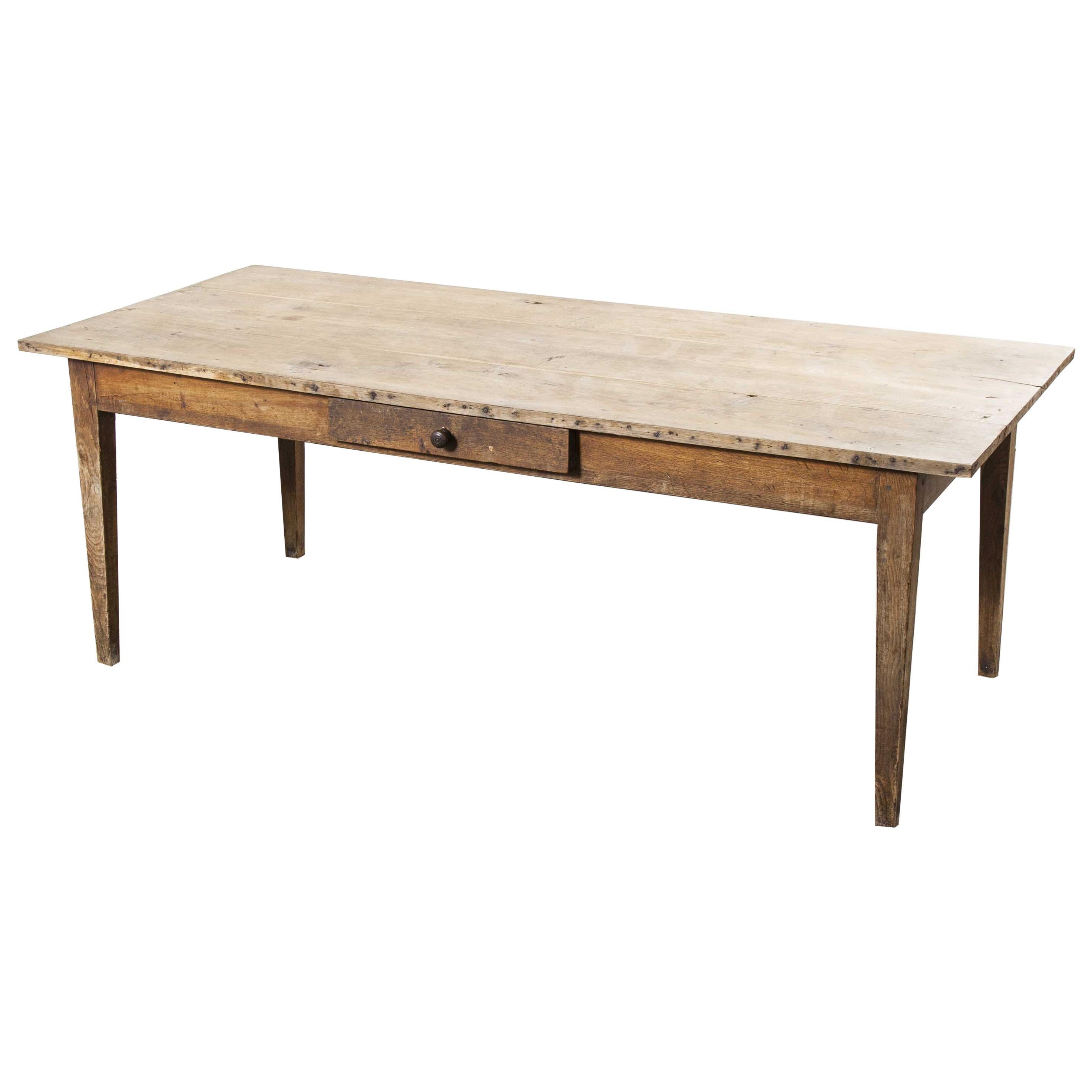 1890 French Oak Rectangular Farmhouse Dining Table at 1stDibs