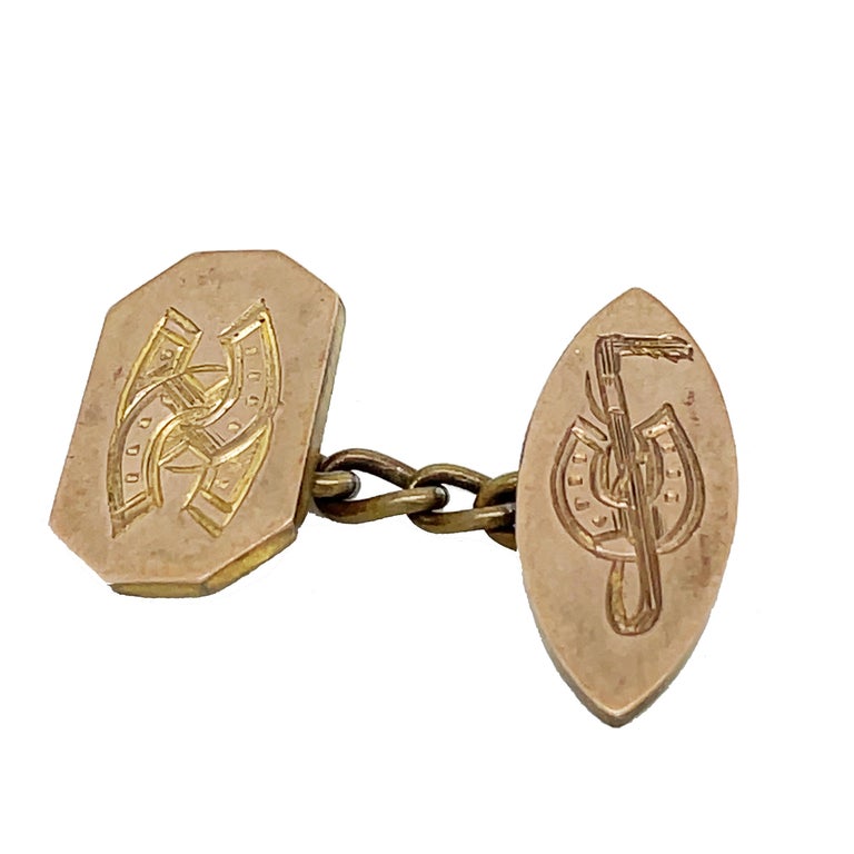 1890 Victorian Double Engraved Cufflinks For Sale at 1stDibs