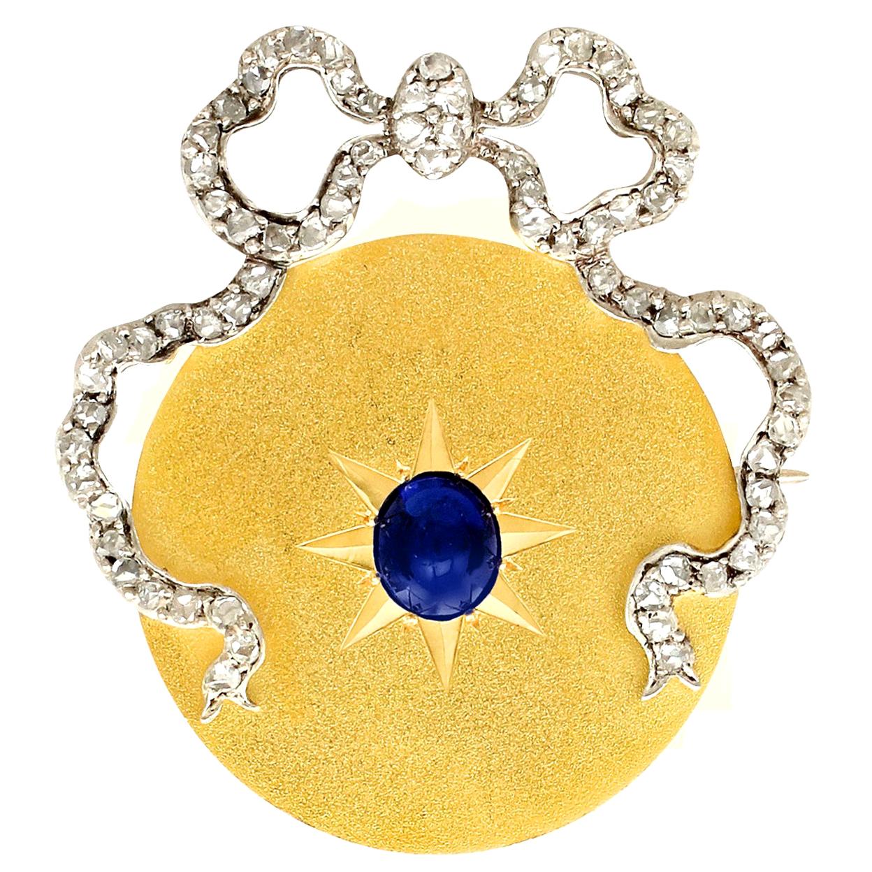 1890s Victorian 14.68 Carat Diamond Yellow Gold Floral Brooch at 1stDibs