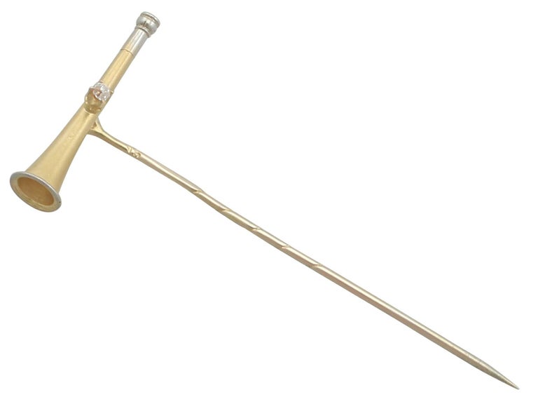 1890s Antique Diamond and Yellow Gold Hunting Pin Brooch For Sale at ...