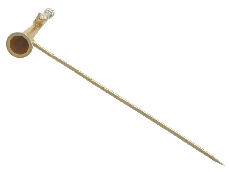 1890s Antique Diamond and Yellow Gold Hunting Pin Brooch For Sale at ...