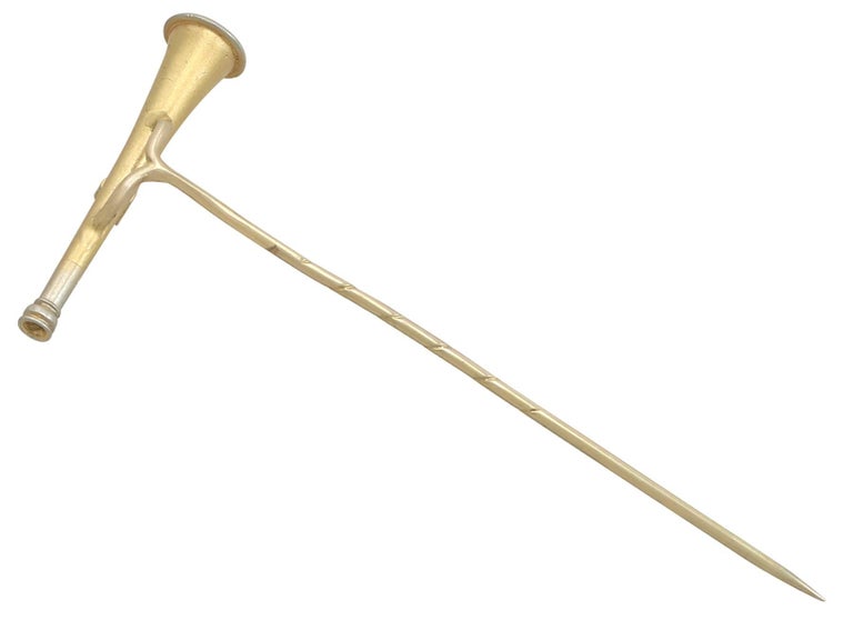 1890s Antique Diamond and Yellow Gold Hunting Pin Brooch For Sale at ...