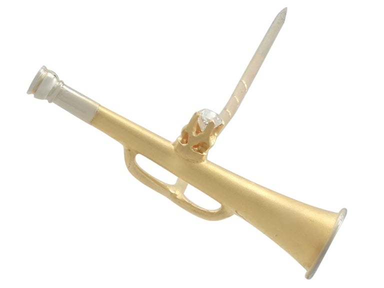 1890s Antique Diamond and Yellow Gold Hunting Pin Brooch For Sale at ...