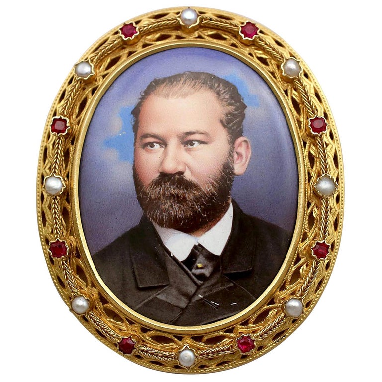 1890s Antique Enamel And Seed Pearl 1 10 Carat Ruby And Yellow Gold
