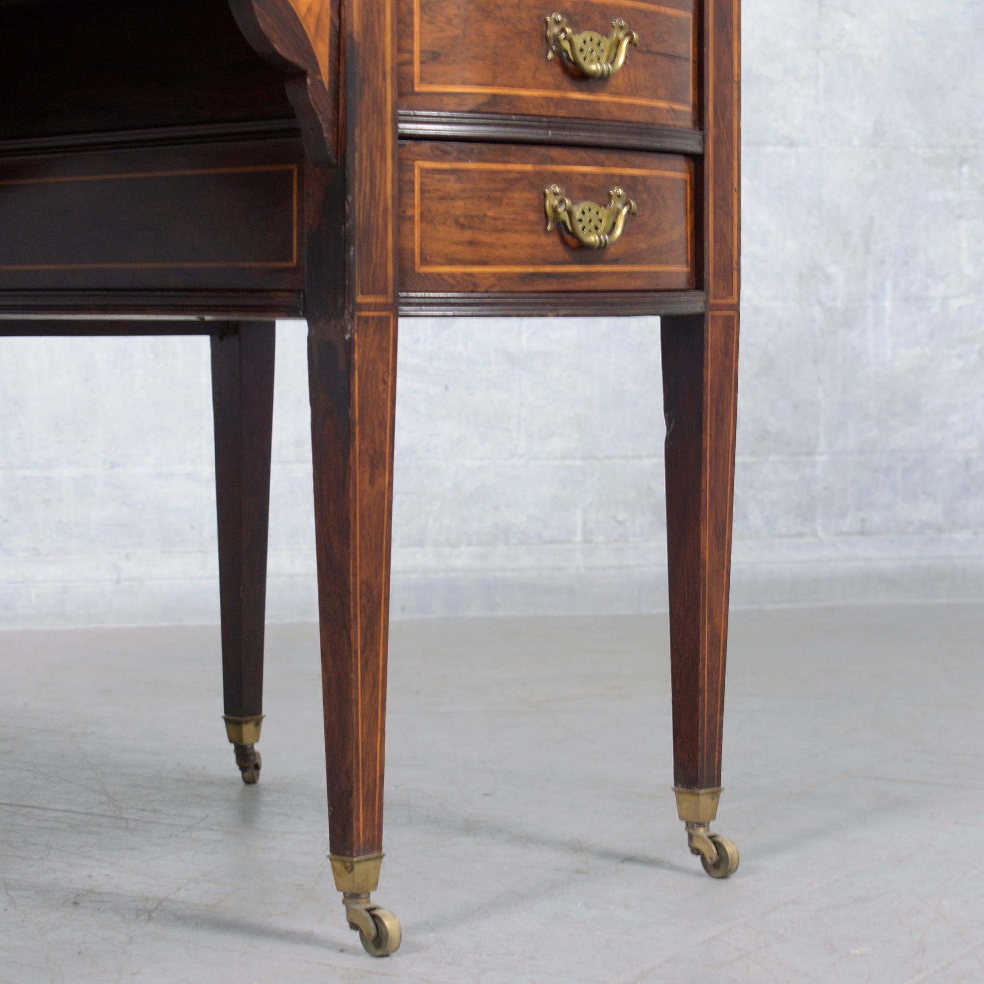 1890s Antique English Carlton Writing Desk with Mahogany and Inlay ...