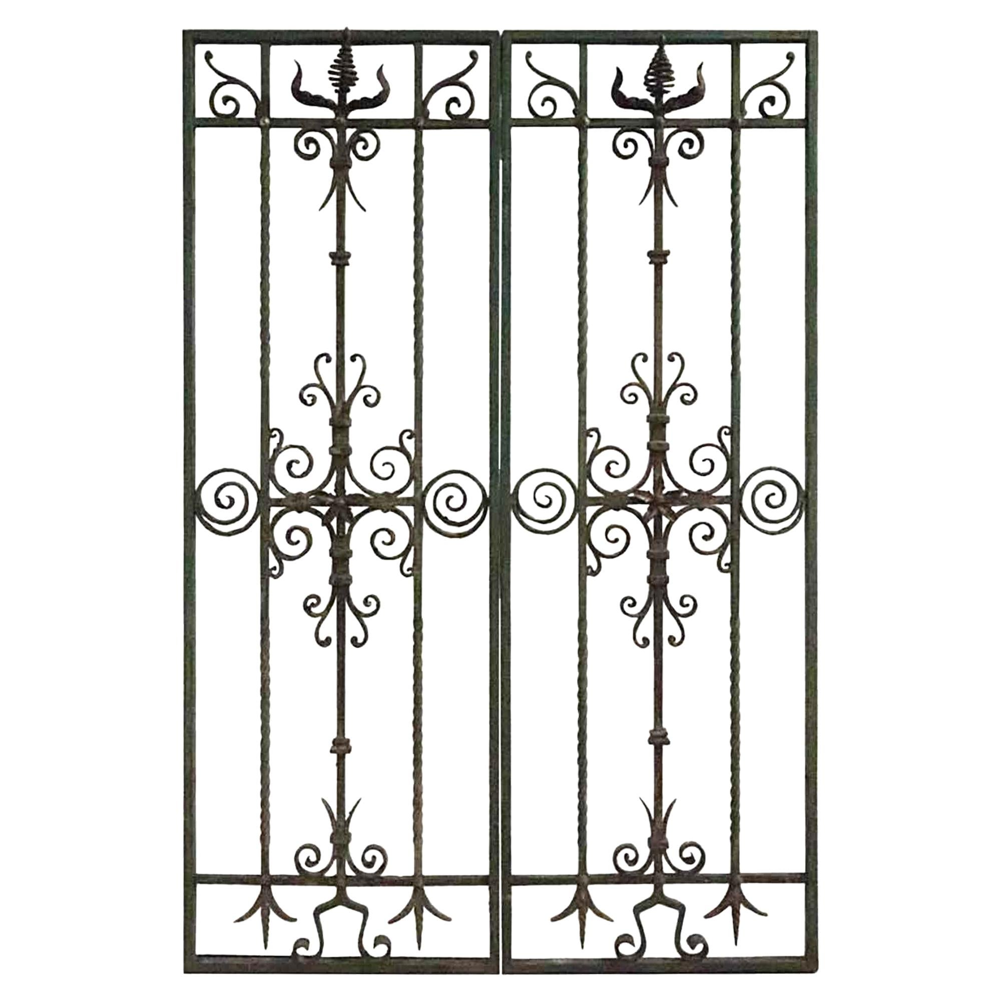 1890s Belgium Handwrought Iron Panels with Swirls and Leaves For Sale ...