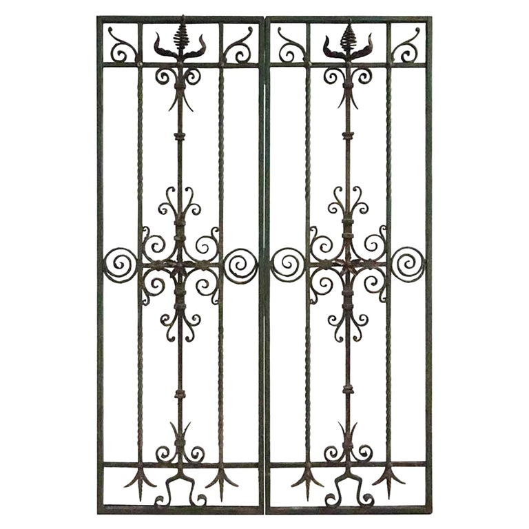 1890s Belgium Handwrought Iron Panels with Swirls and Leaves For Sale ...