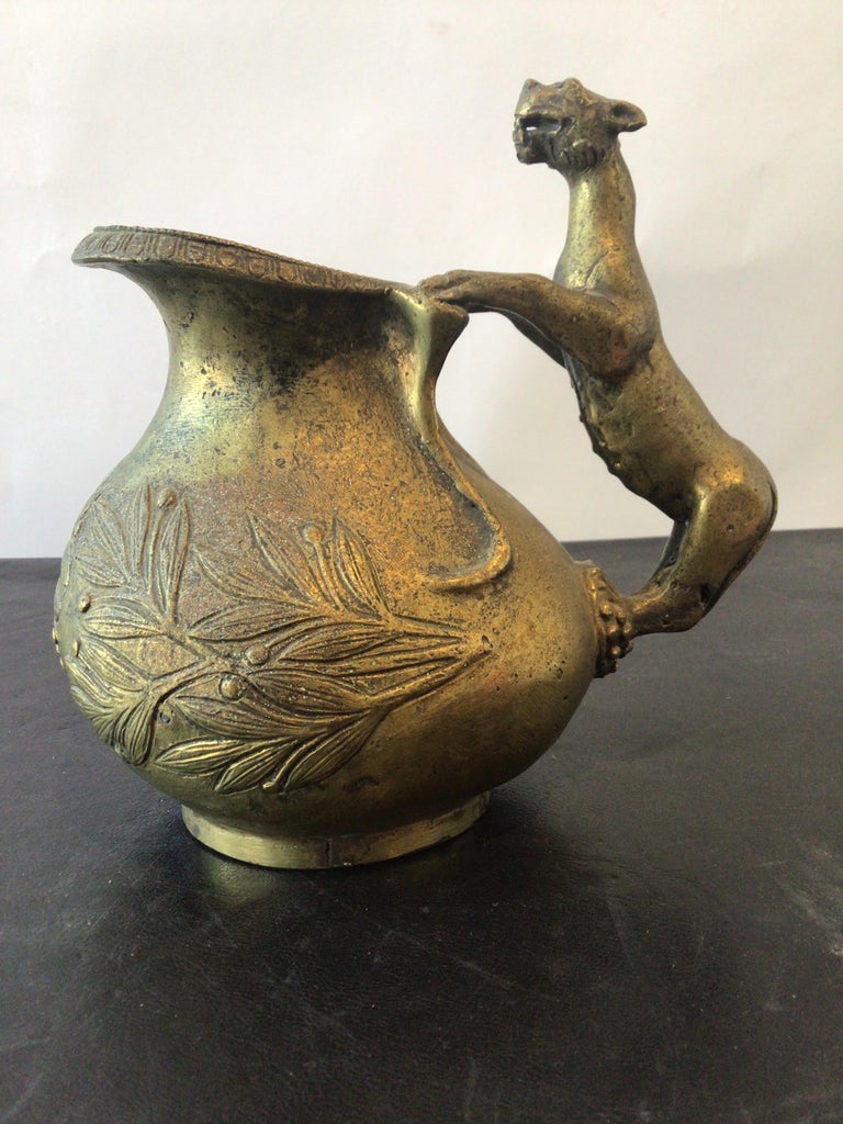 1890s Bronze Indian Temple Panther Pitcher at 1stDibs