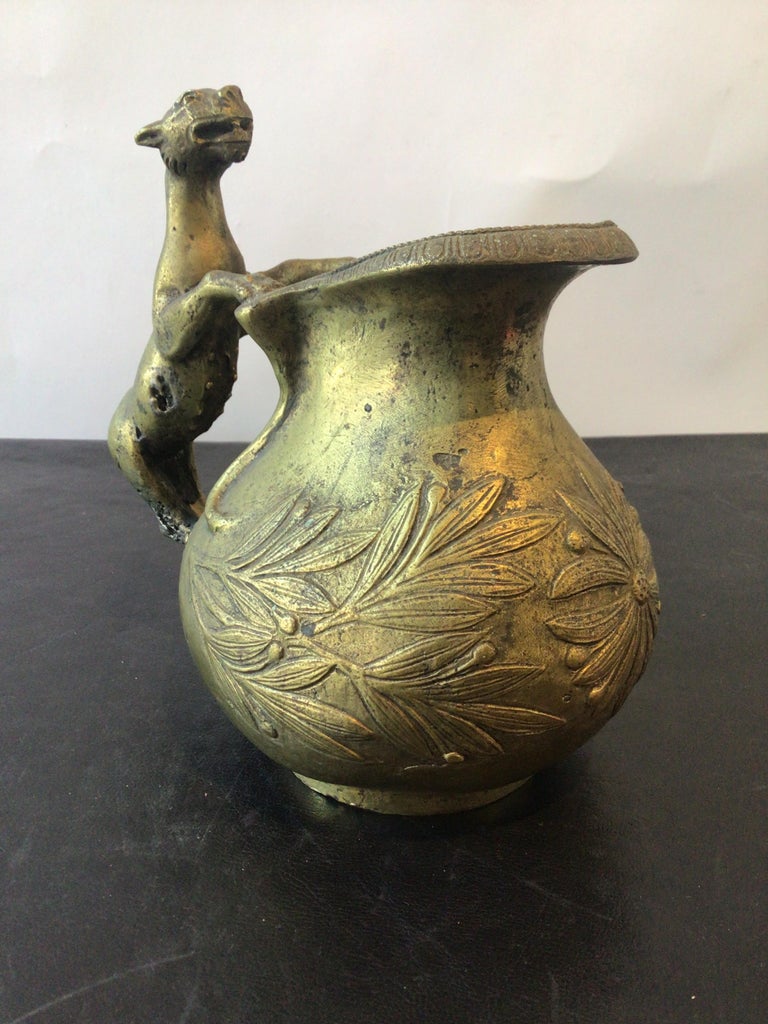 1890s Bronze Indian Temple Panther Pitcher at 1stDibs