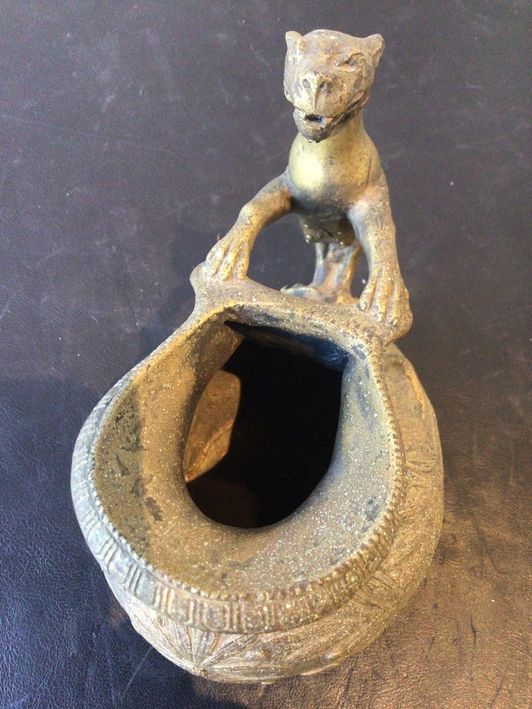 1890s Bronze Indian Temple Panther Pitcher at 1stDibs