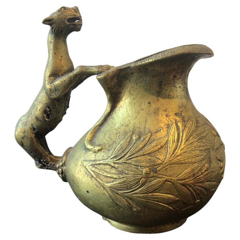 1890s Bronze Indian Temple Panther Pitcher at 1stDibs