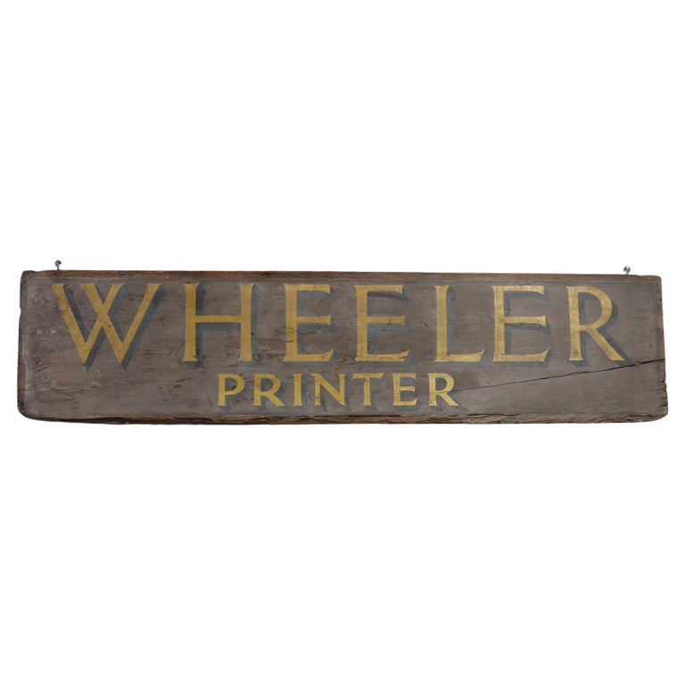 1890's Gilt Painted Timber Printer's Trade Sign For Sale at 1stDibs
