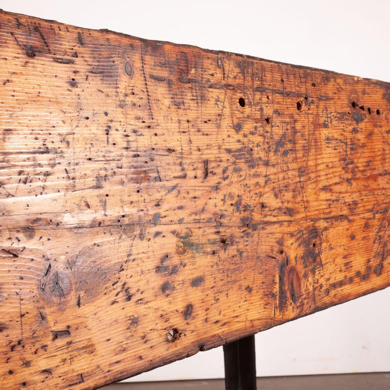 1890s Industrial Mill Work Bench/Console Table with Upstand at 1stDibs