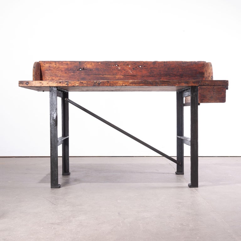 1890s Industrial Mill Work Bench/Console Table with Upstand at 1stDibs