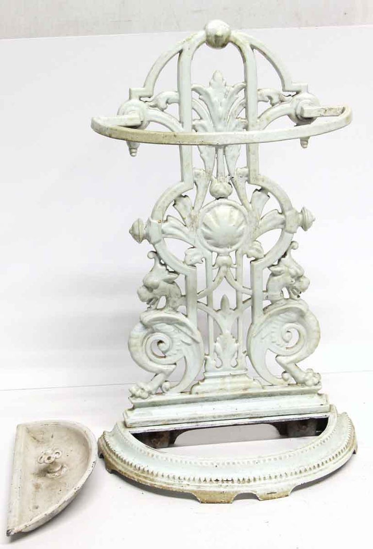 1890s Light Green Gryphon Cast Iron Umbrella Stand with Drip Pan from ...
