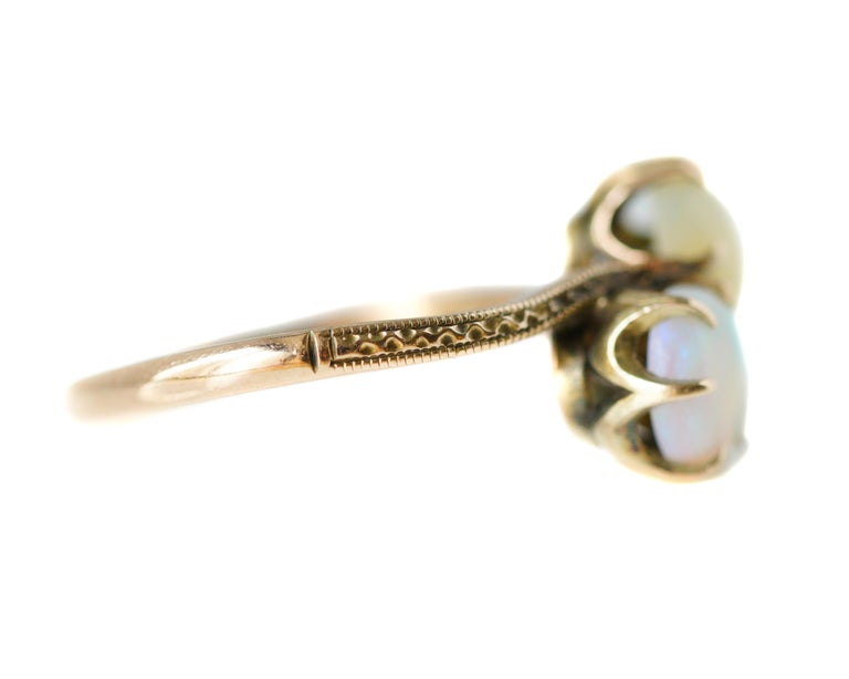 1890s Opal Bypass 'Toi et Moi' 14 Karat Rose Gold Ring at 1stDibs 1890s Opal Bypass 'Toi et Moi' 14 Karat Rose Gold Ring at 1stDibs