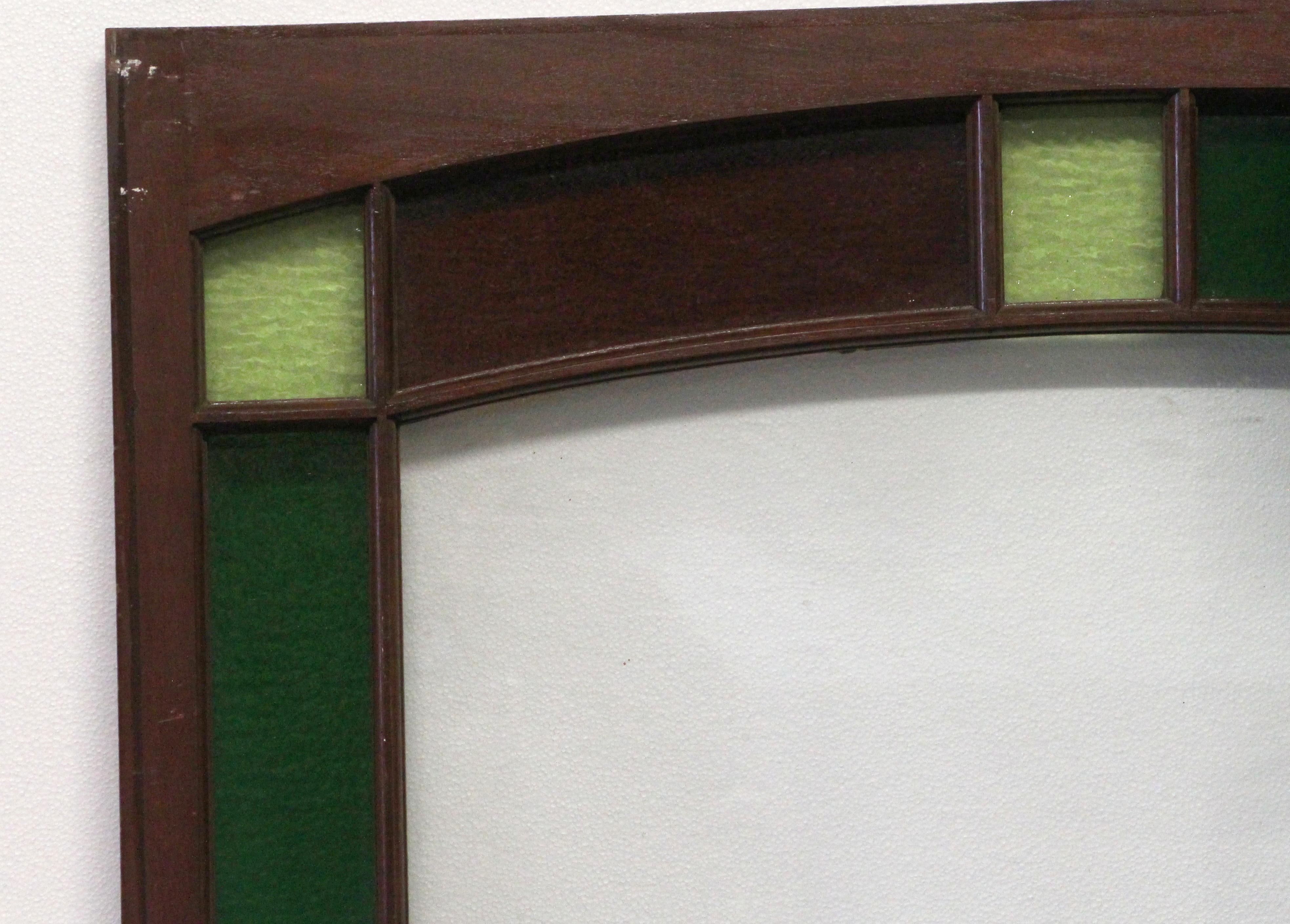 1890s Queen Anne Colorful Stained Glass Window with a Dark Wood Frame ...