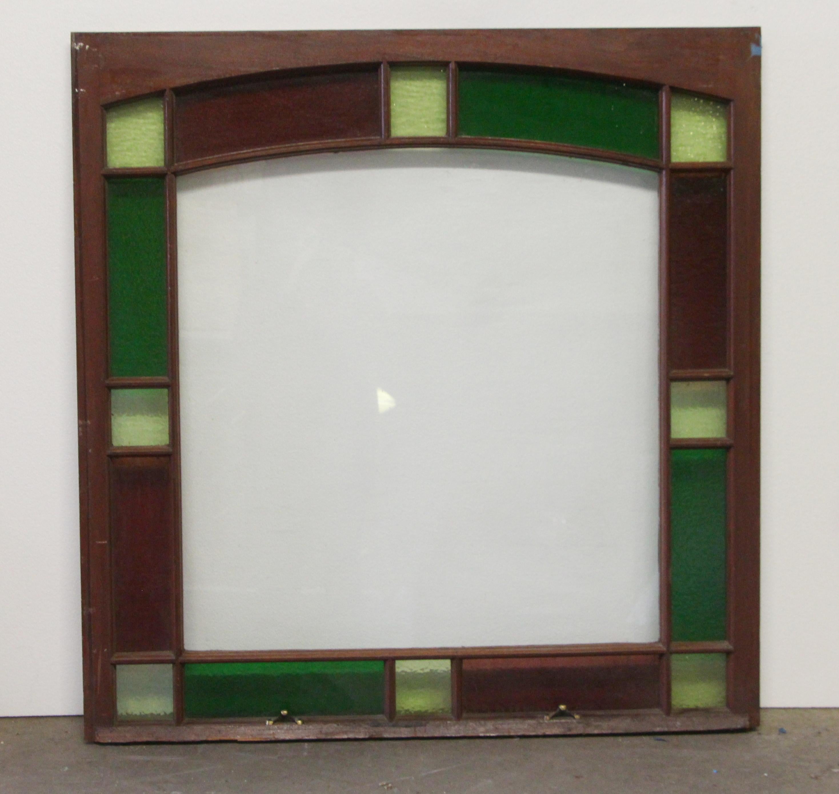 1890s Queen Anne Colorful Stained Glass Window with a Dark Wood Frame ...