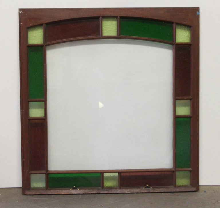1890s Queen Anne Colorful Stained Glass Window with a Dark Wood Frame ...