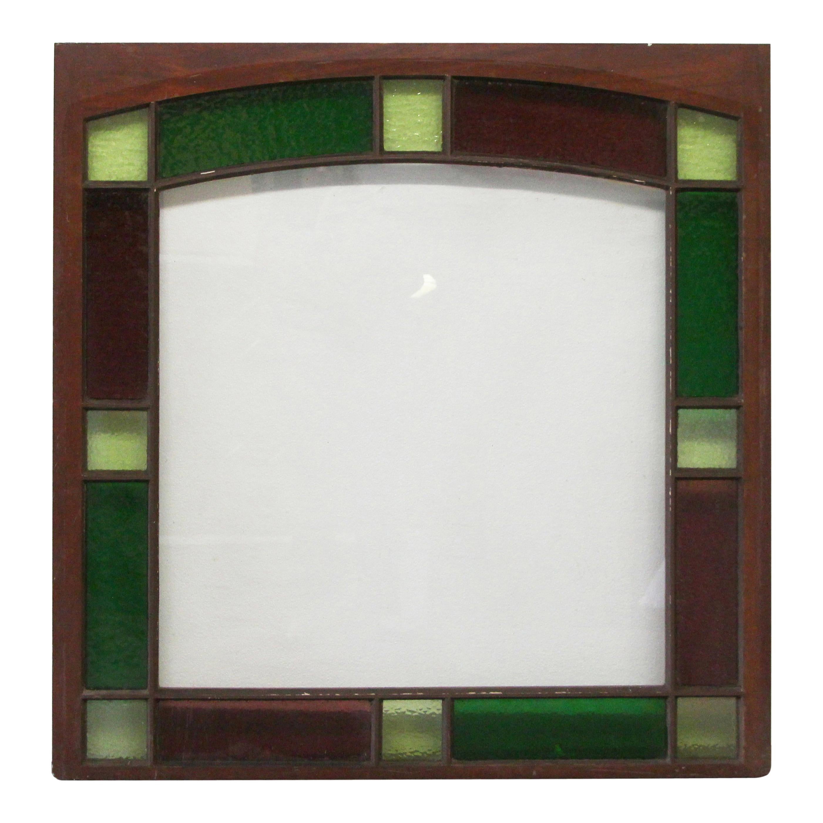 1890s Queen Anne Colorful Stained Glass Window with a Dark Wood Frame ...