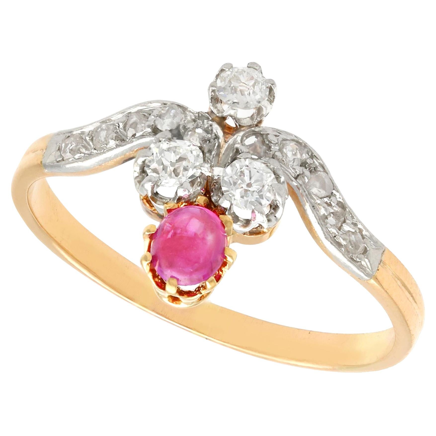 Antique Ruby and Diamond Yellow Gold Cocktail Ring, Circa 1910 For Sale ...