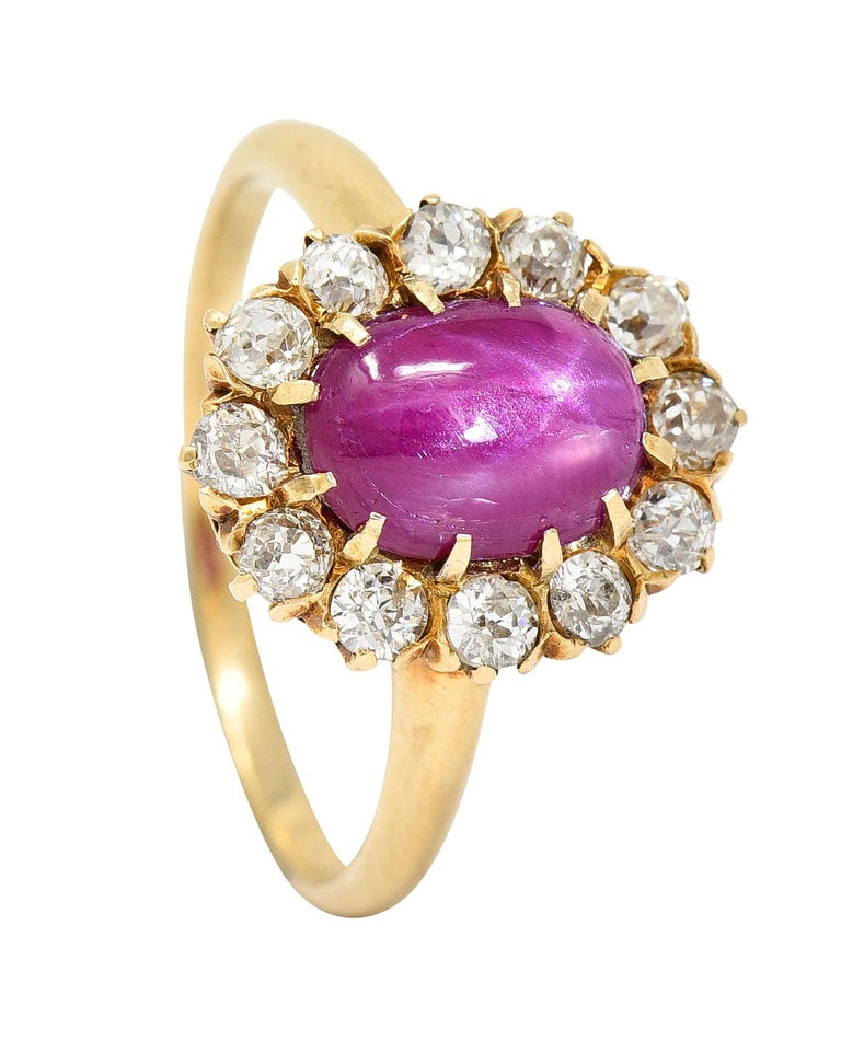 1890's Victorian 2.00 Carats Star Ruby Diamond 18 Karat Yellow Gold ...