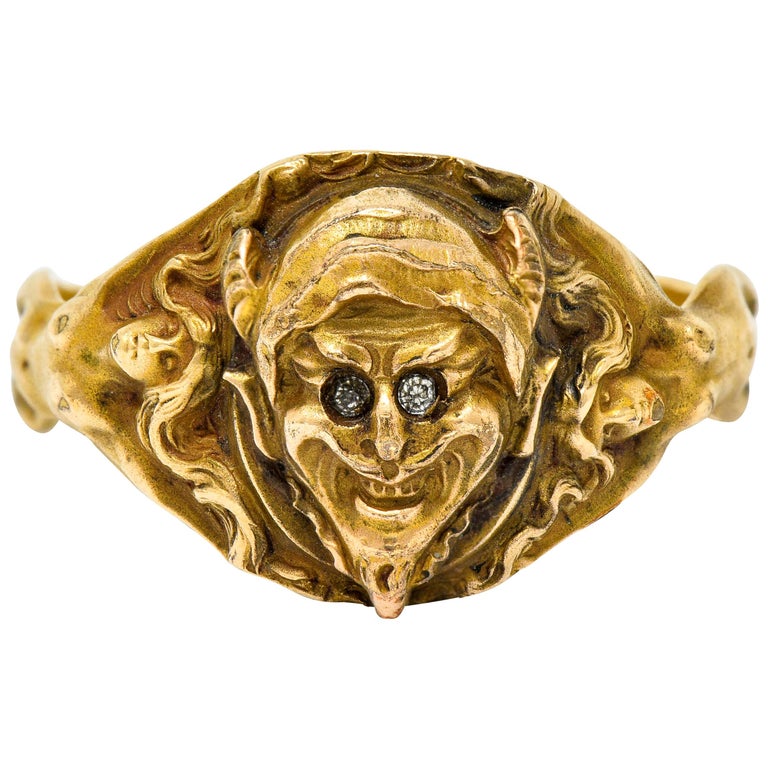 1890s Victorian Gold Full-Bodied Figure Devil Band Ring at 1stDibs