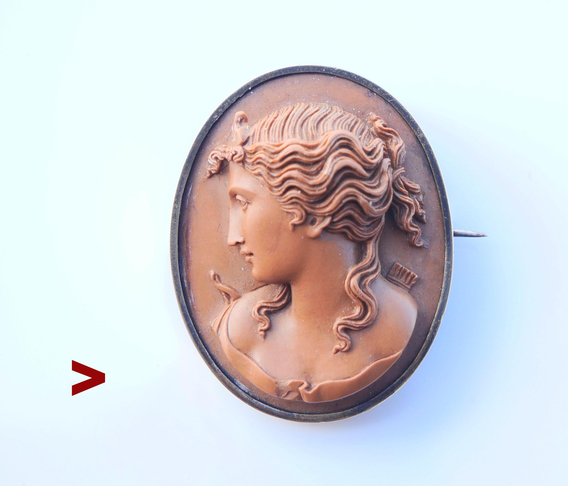 1891 Brooch Diana Lava Cameo solid silver / 15.5 gr For Sale at 1stDibs
