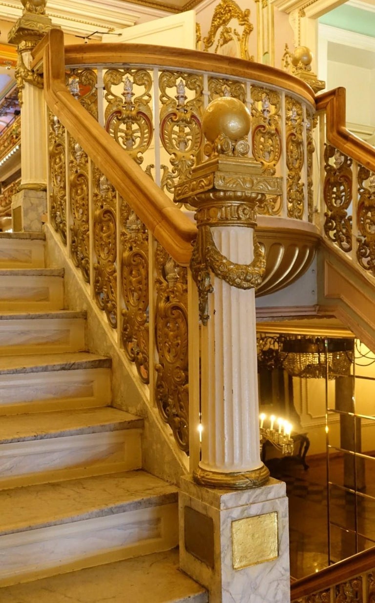 1892 Grand Prospect Hall Cast Iron Ornate Newel Post Swags For Sale at ...